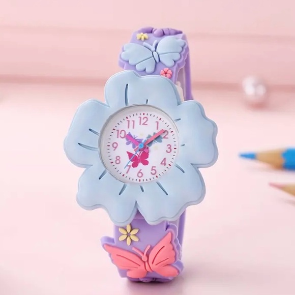 Accessories | 3d Flower Butterfly Watch Girls Blue Flower | Poshmark